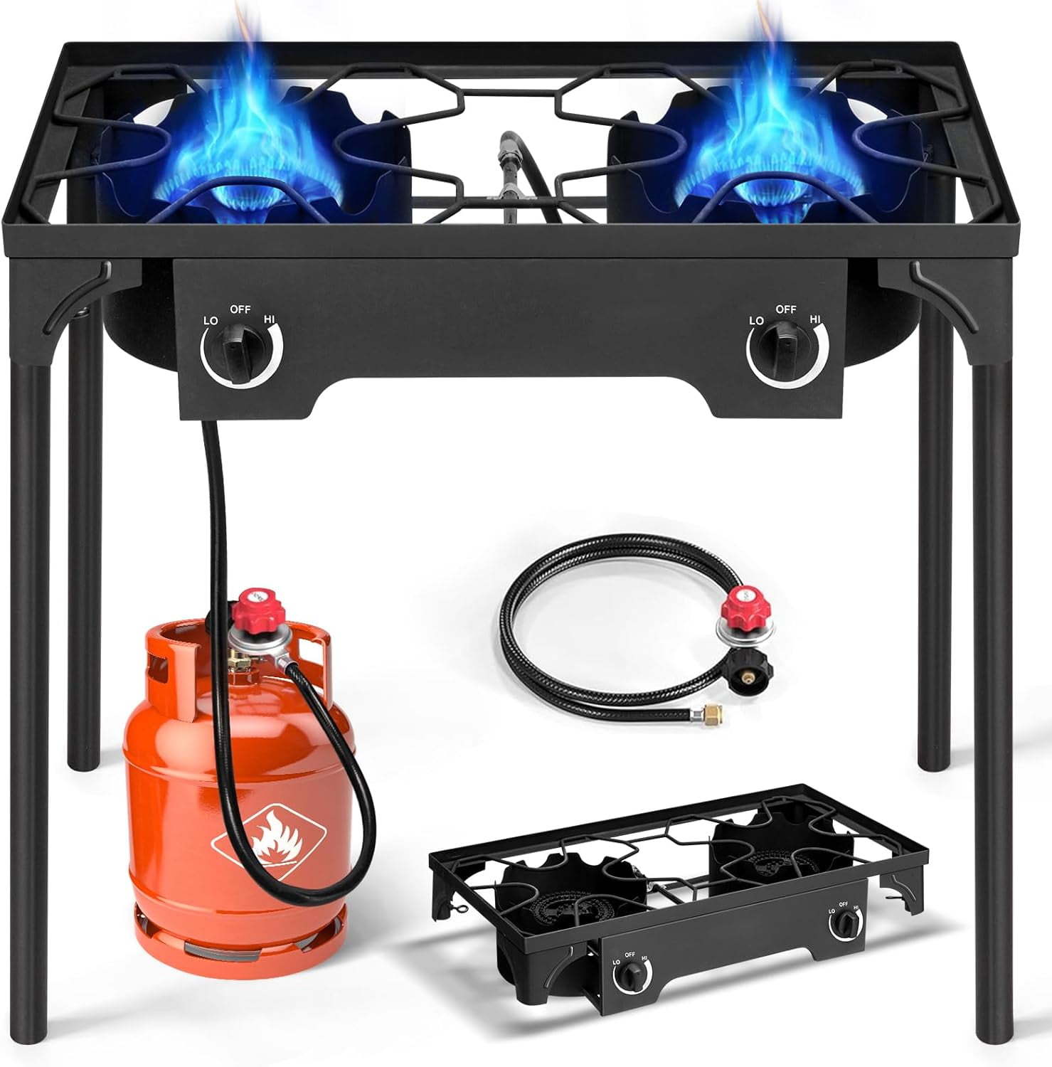 WOLEGEDO 3 Burner Propane Gas Stove for Outdoor Cooking, 225,000 BTU ...