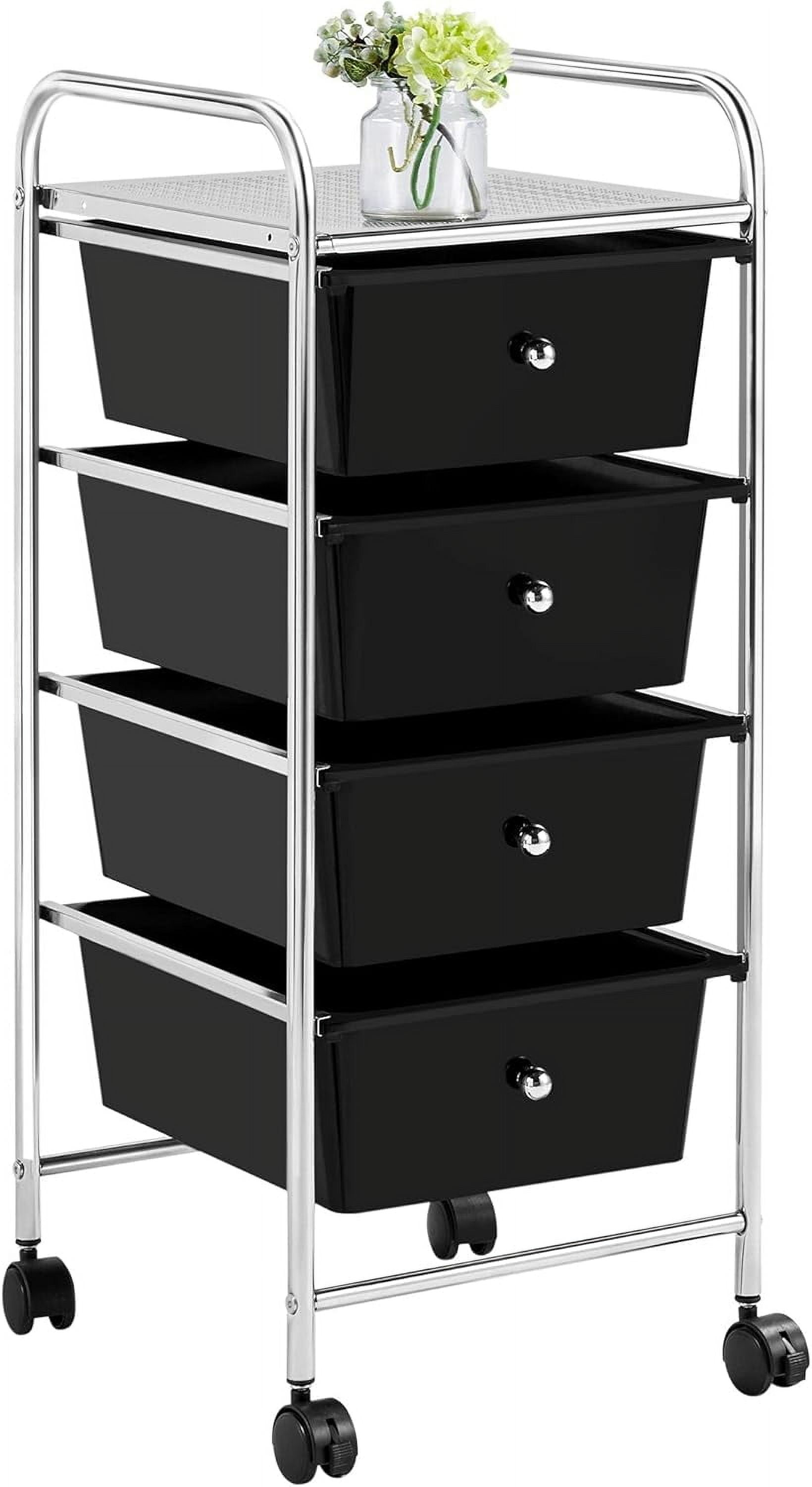 WOLEGEDO 4 Drawers Cart Rolling Plastic Storage Cart and Organizer ...