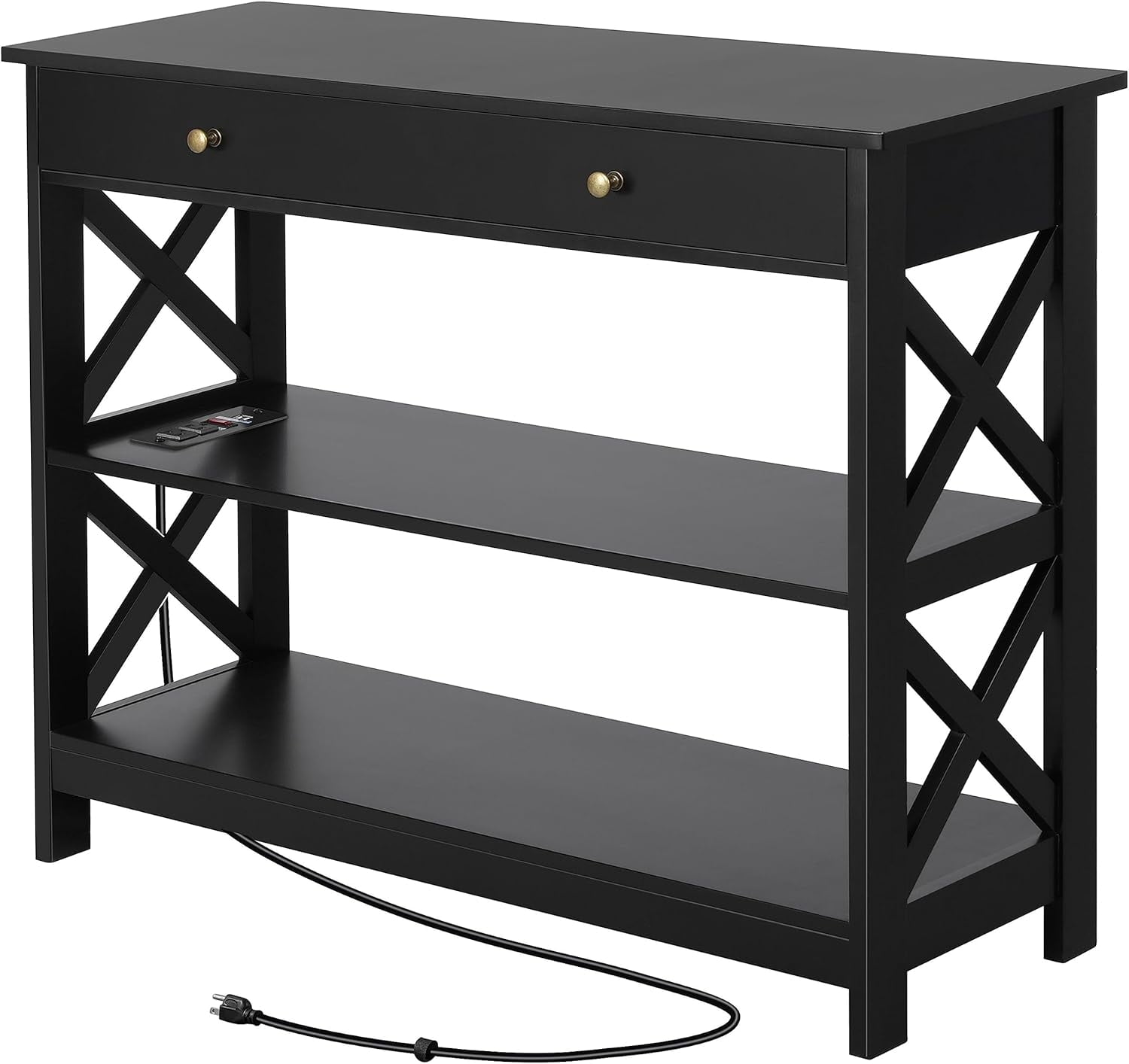 WOLEGEDO Console Table with 1 Drawer and 2 Open Shelves, Narrow Sofa ...