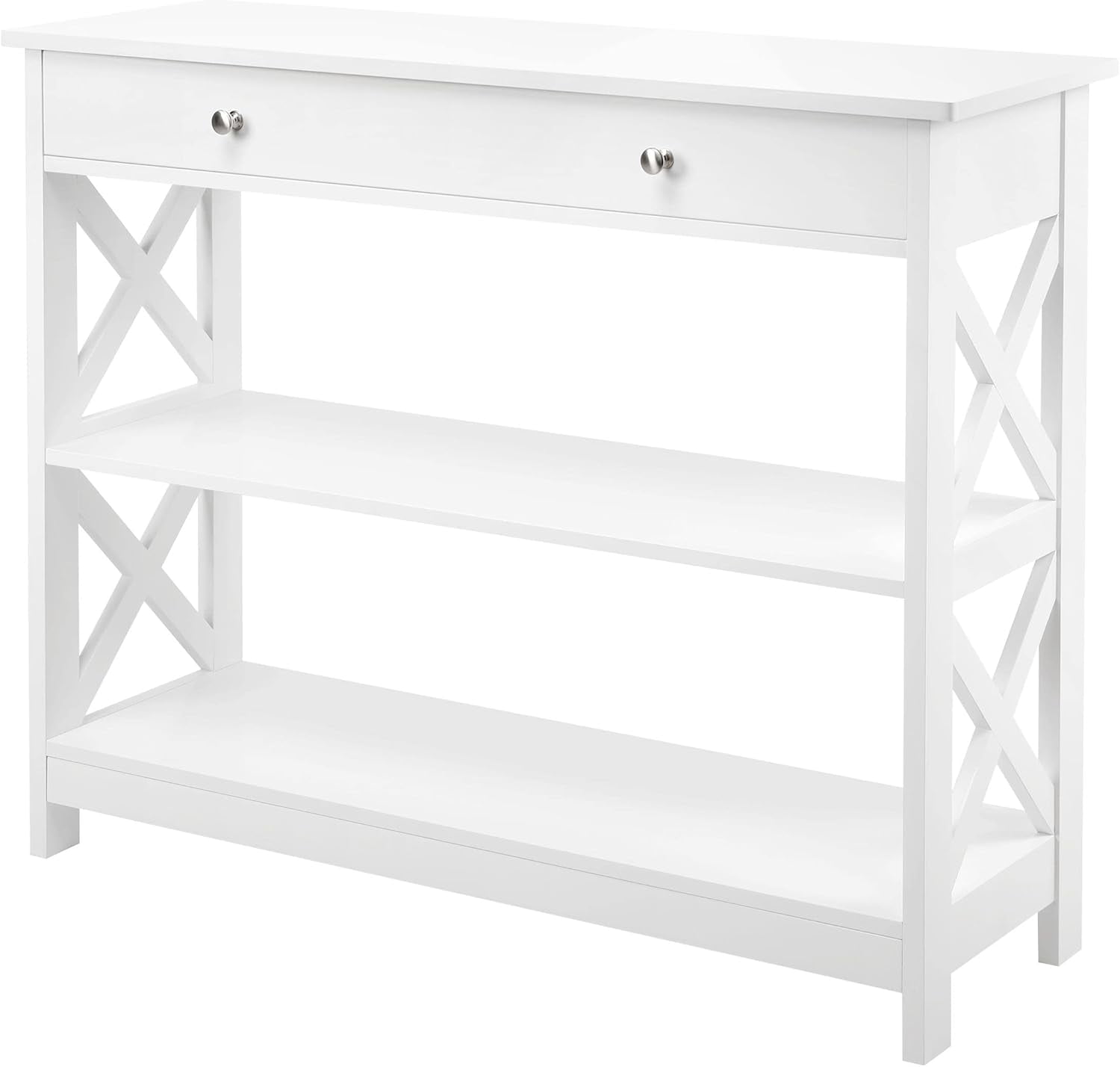 WOLEGEDO Console Table with 1 Drawer and 2 Open Shelves, Narrow Sofa ...