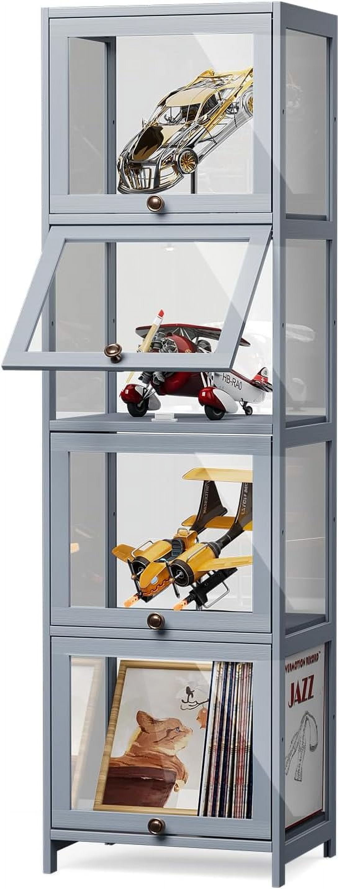 WOLEGEDO Curio Display Cabinet, 5 Tier Slim Corner Shelves Collection ...