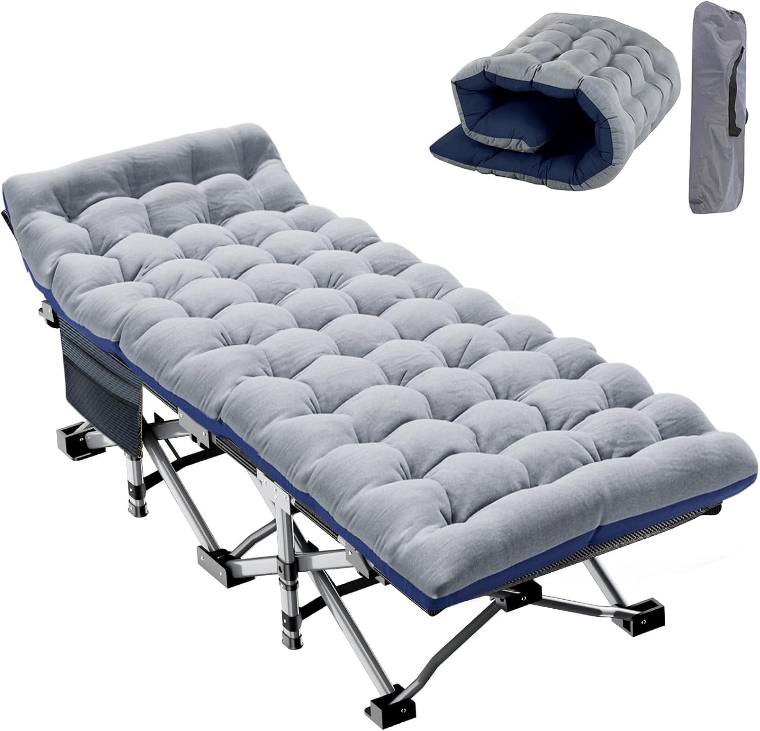 WOLEGEDO Folding Camping Cot for Adults with Mattress, Portable ...