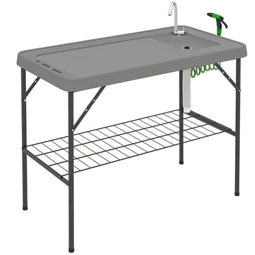 Topbuy Portable Fishing Fillet Prep Table with Rotatable Faucet, Sink ...