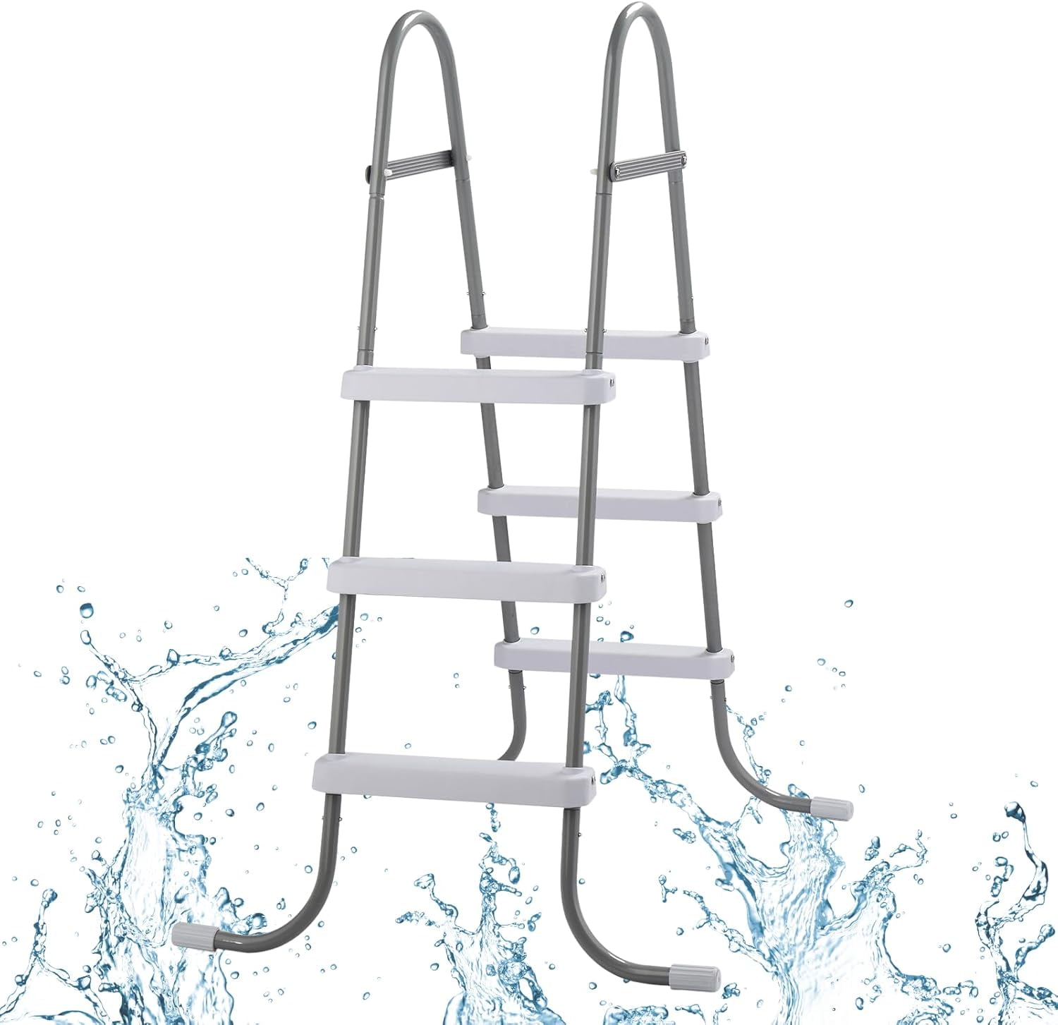 WOLEGEDO Metal Frame Above Ground Swimming Pool Entry, 4 Step Exit ...
