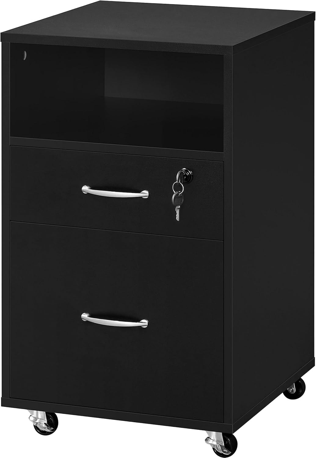WOLEGEDO Rolling Vertical Filing Cabinet with 2 Drawer and 1 Open ...