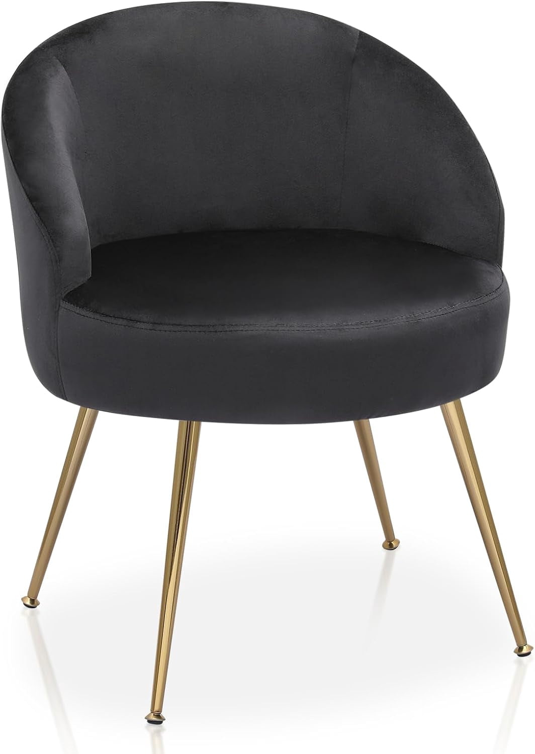 WOLEGEDO Upholstered Velvet Accent Chair Girl's Black Vanity Chair, Mid ...