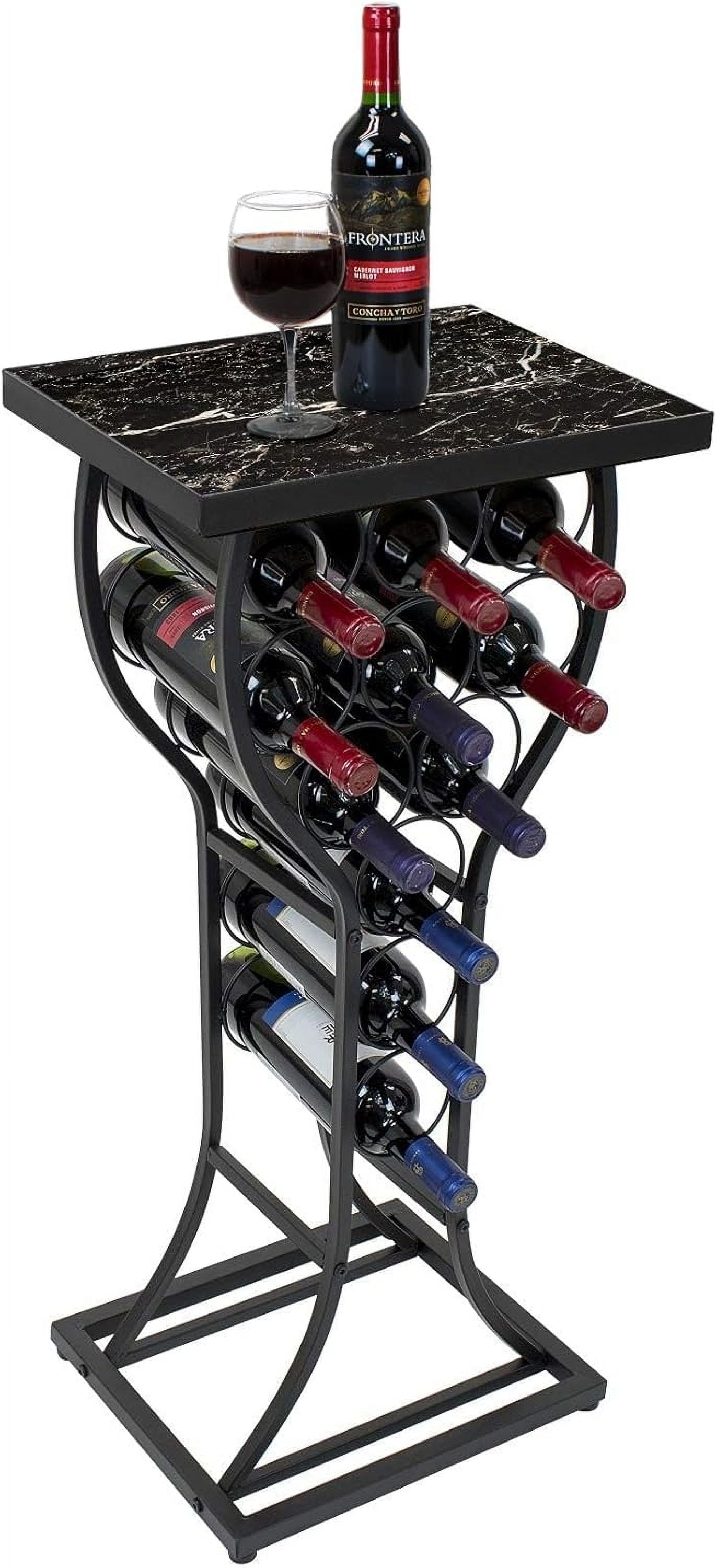 WOLEGEDO Wine Rack Console for Home Bar - Mini Wine Stand with Faux ...