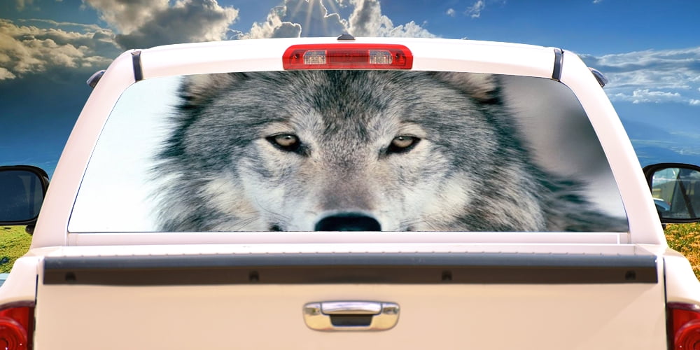 WOLF 1 Rear Window Graphic back truck decal suv view thru vinyl ...