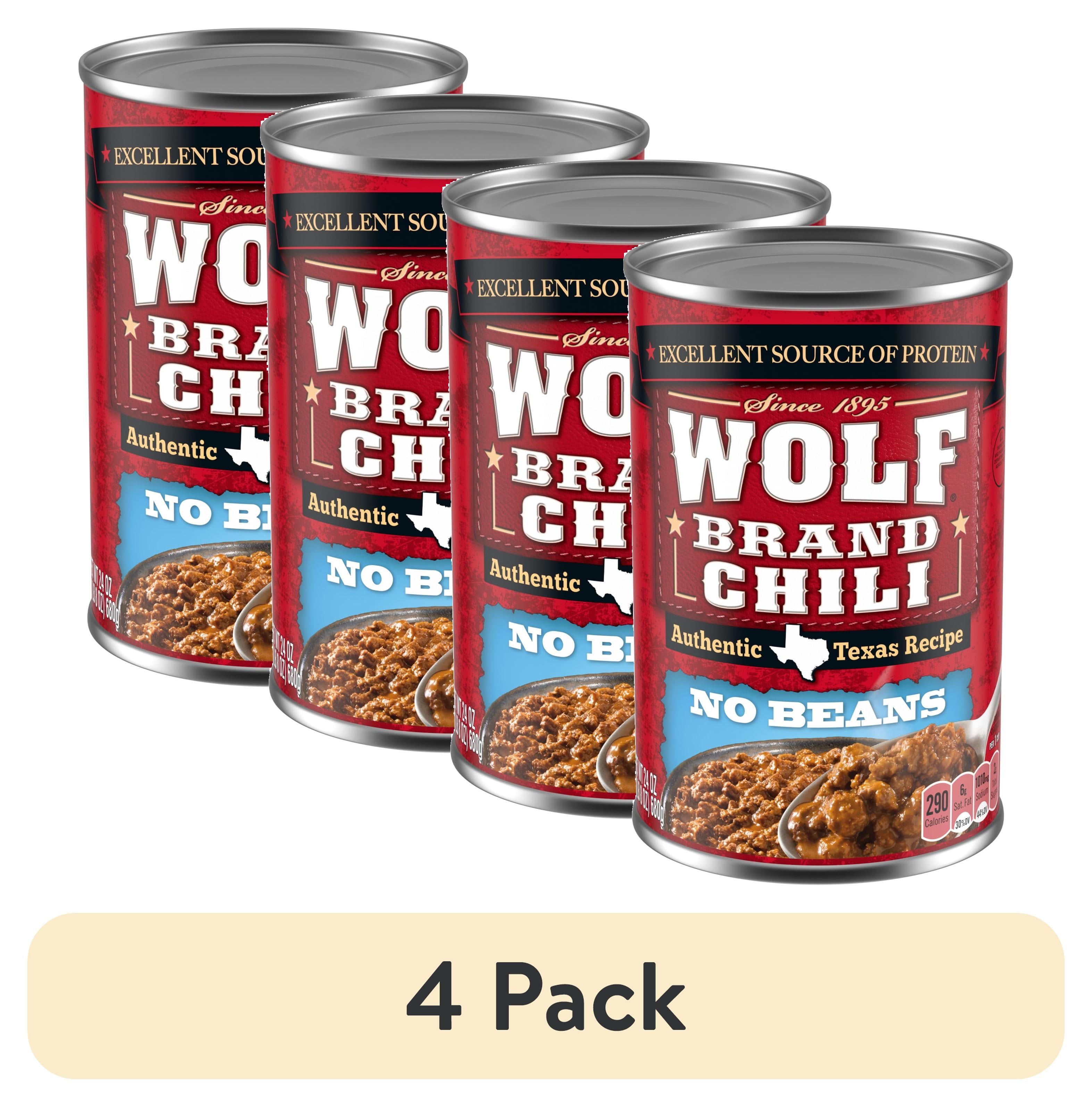 (4 pack) WOLF BRAND Chili No Beans, Chili Without Beans, 24 oz Can ...