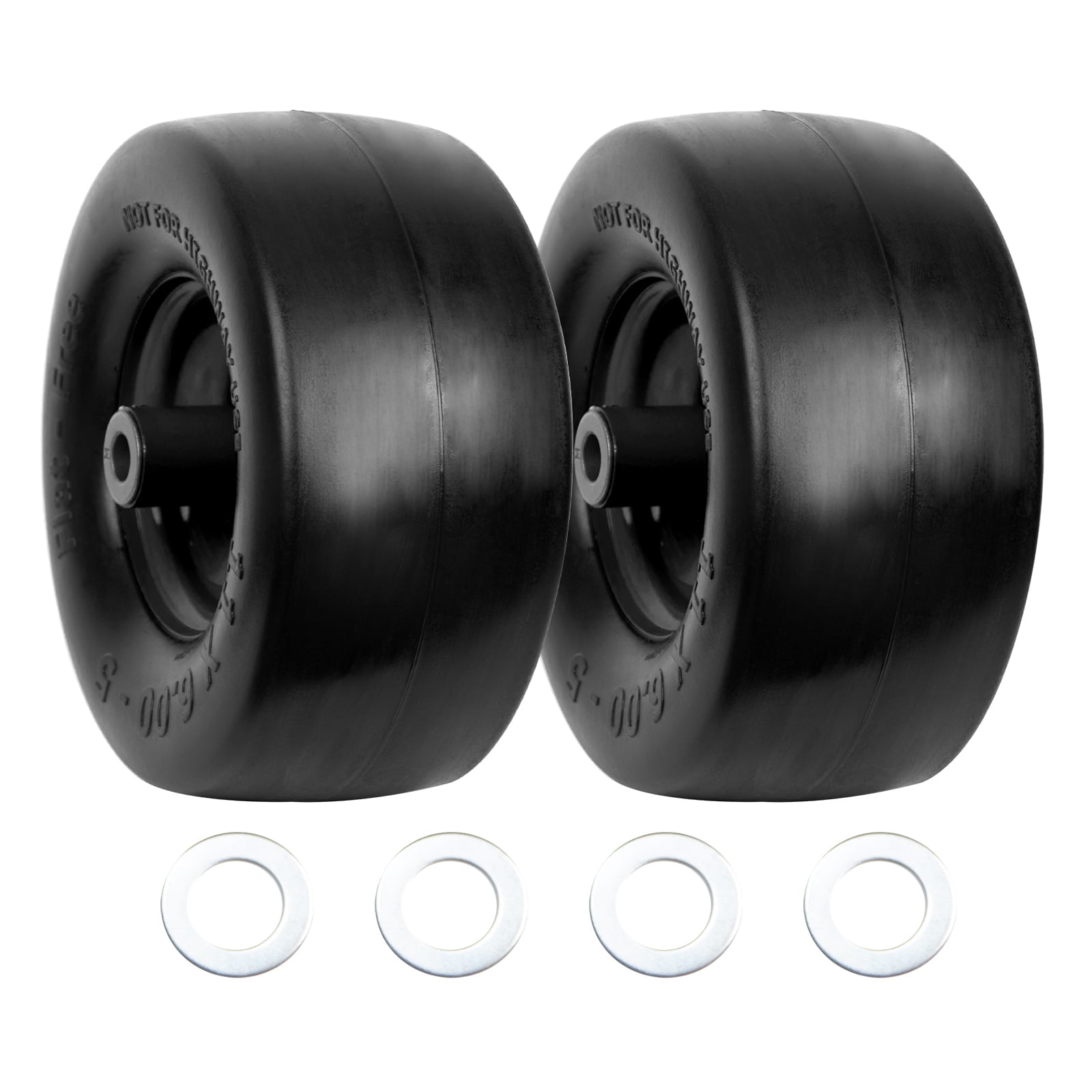 WOLF PACK 2 Pack 11x6.00-5 Flat Free PU Tire and Wheel, Smooth Tread ...