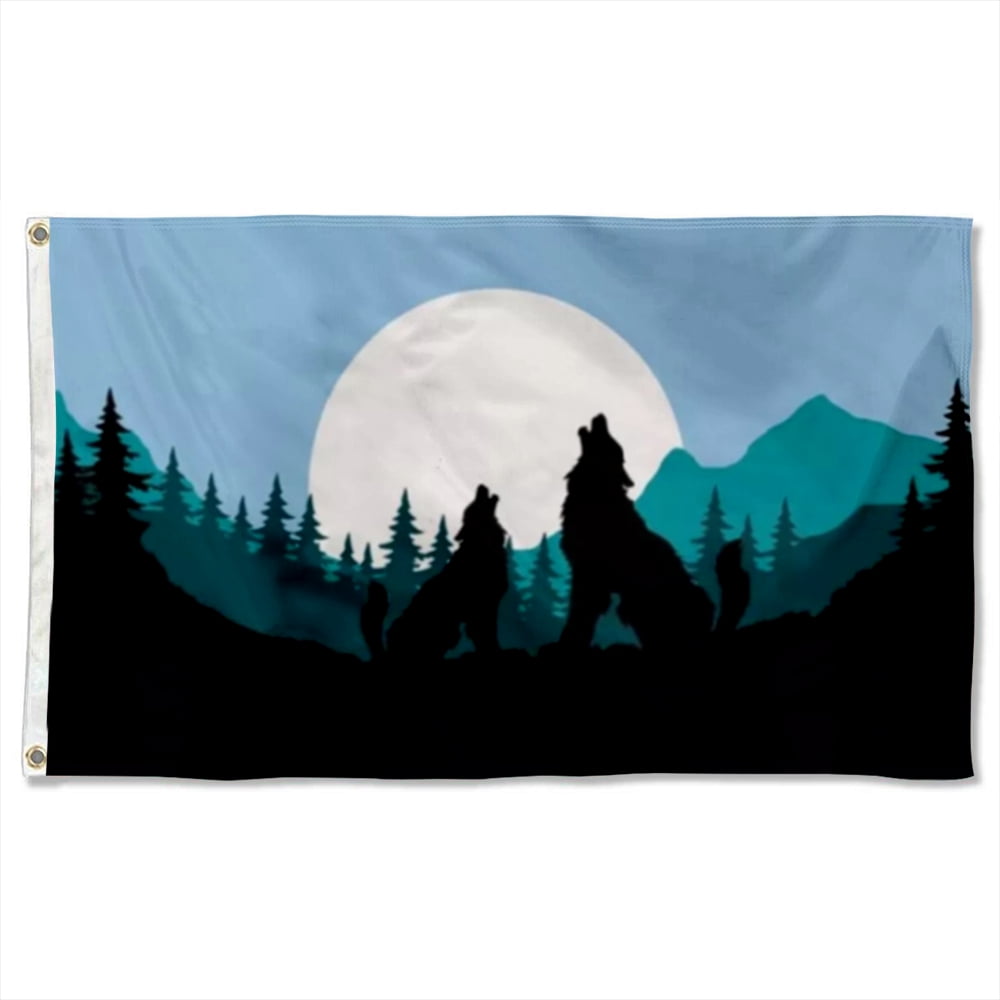 WOLF SILHOUETTE Flags Polyester 3x5 FT banner - Walmart.com