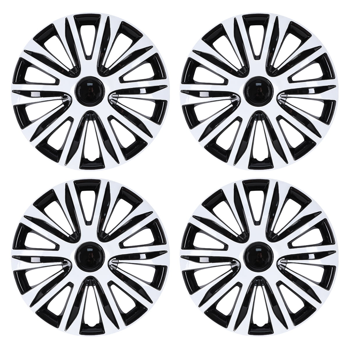 Wolf Storm 14 inch White&Black Wheel Covers Set of 4 Snap on for R14 ...