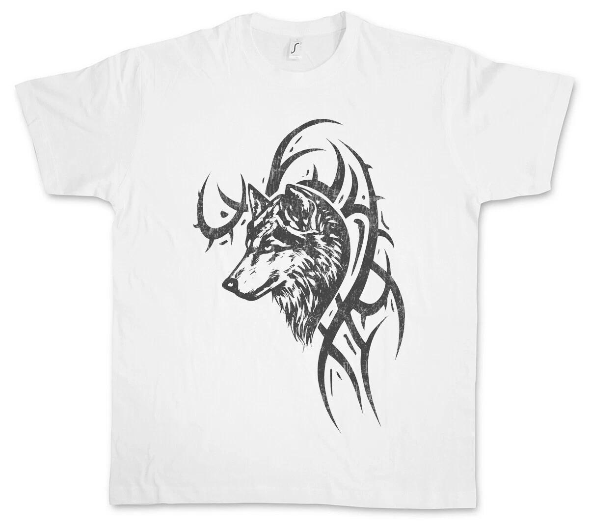 WOLF & TRIBAL T-SHIRT Skull Dragon Vikings Norse Norsemen Odin Thor ...