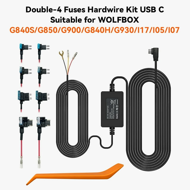WOLFBOX USB C Hardwire Kit for G840S/G930/G910/G850/G900 Mirror Dash ...