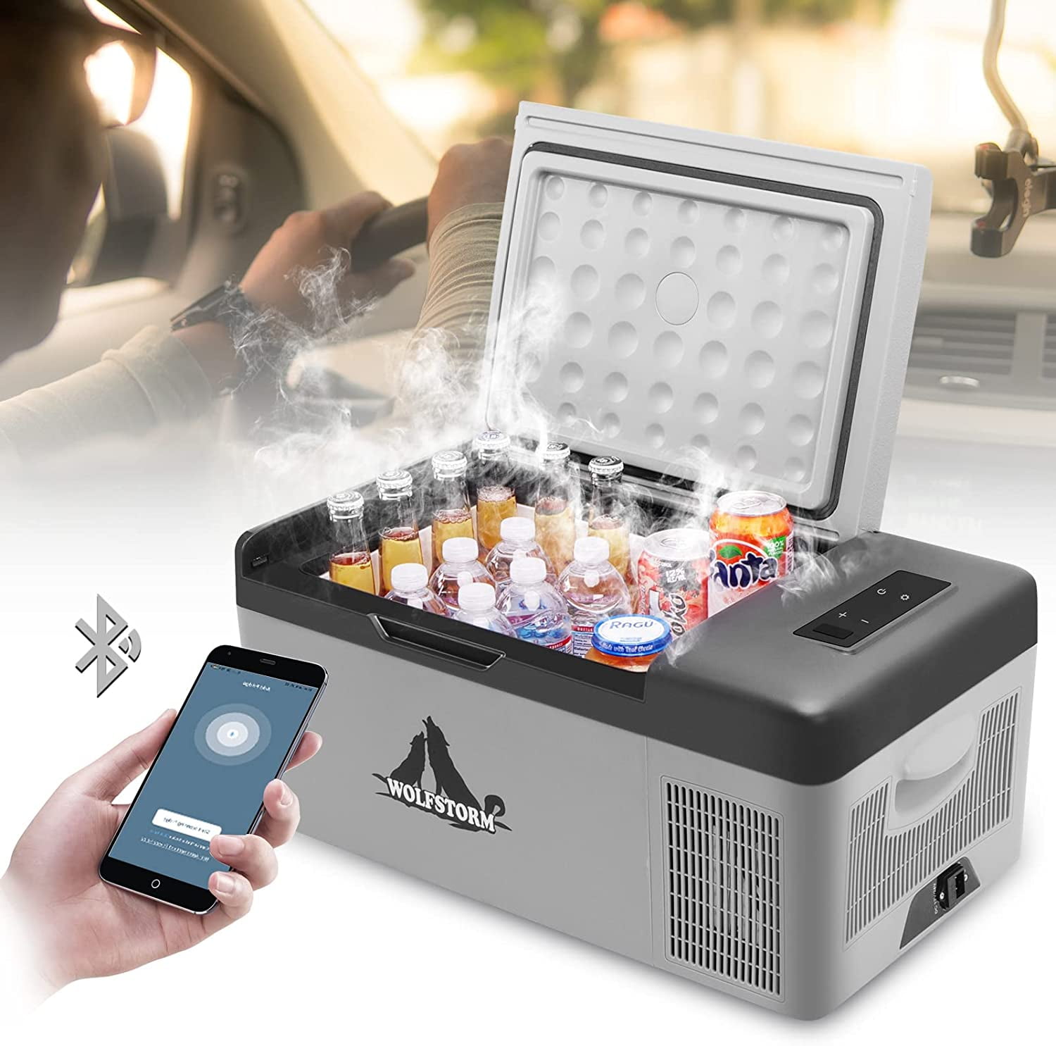 WOLFSTORM 15L Portable Car Fridge, 12V 24V Travel Cooler Freezer for ...