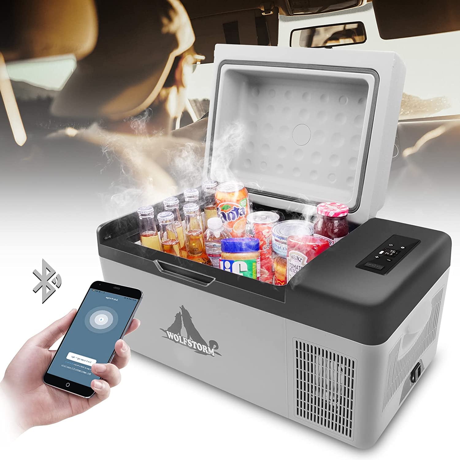 WOLFSTORM 20L Portable Car Refrigerator, Travel Cooler, Camping Freezer ...
