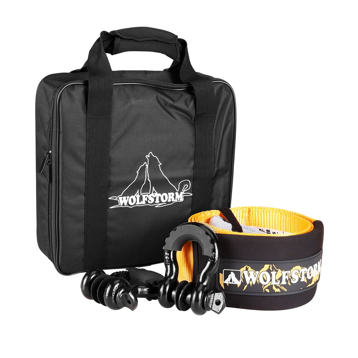 WOLFSTORM Heavy Duty 4" 20FT Tow Strap with 3/4" Black D Ring Shackle ...