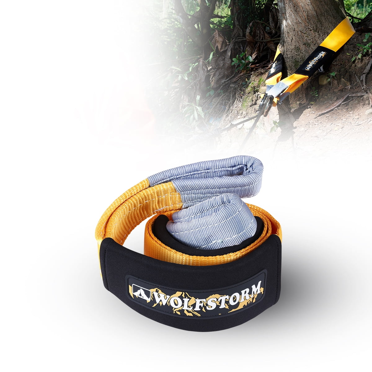 WOLFSTORM 4" x 8FT Tree Saver Winch Recovery Tow Pull Strap 4X4 Offroad ...