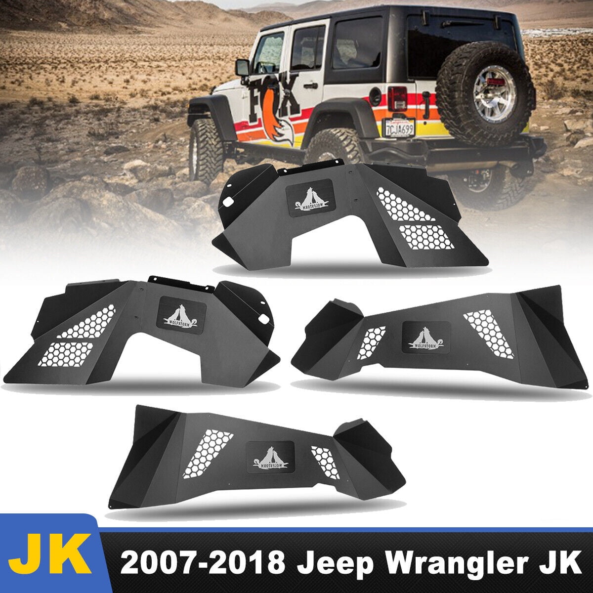 WOLFSTORM 4PC Front+Rear Inner Fender Liners for 2007-2018 Jeep ...