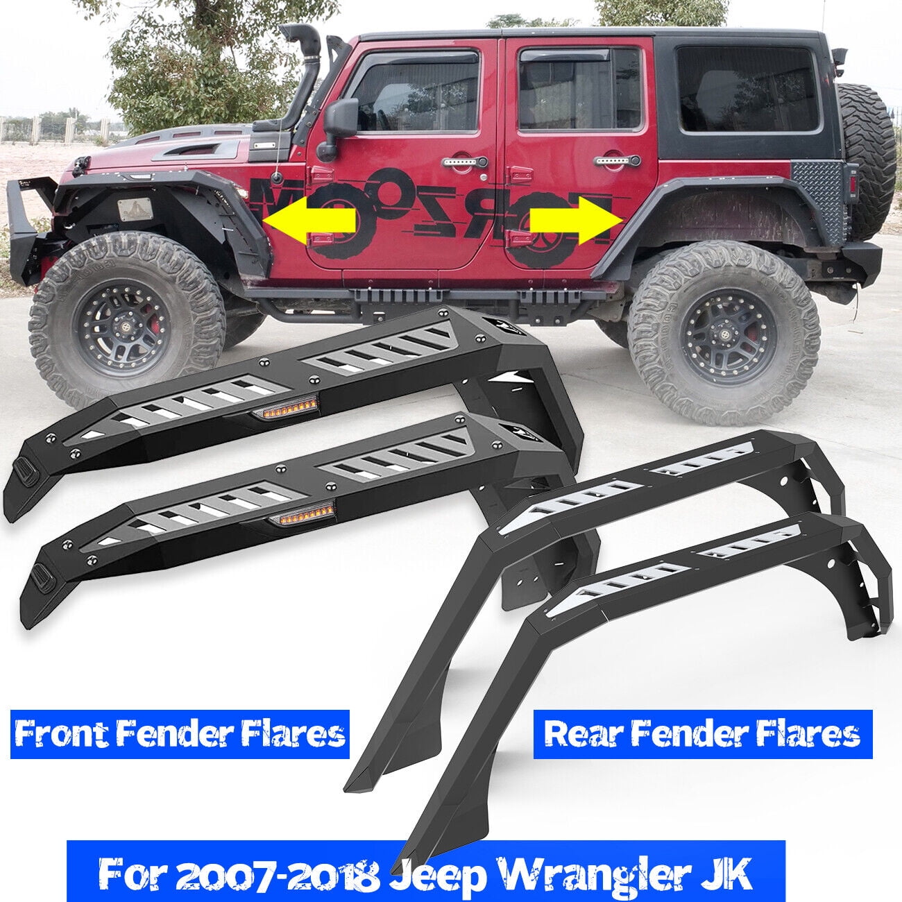 WOLFSTORM [4PCS] For 2007-2018 Jeep Wrangler JK JKU Wheel Front Rear ...