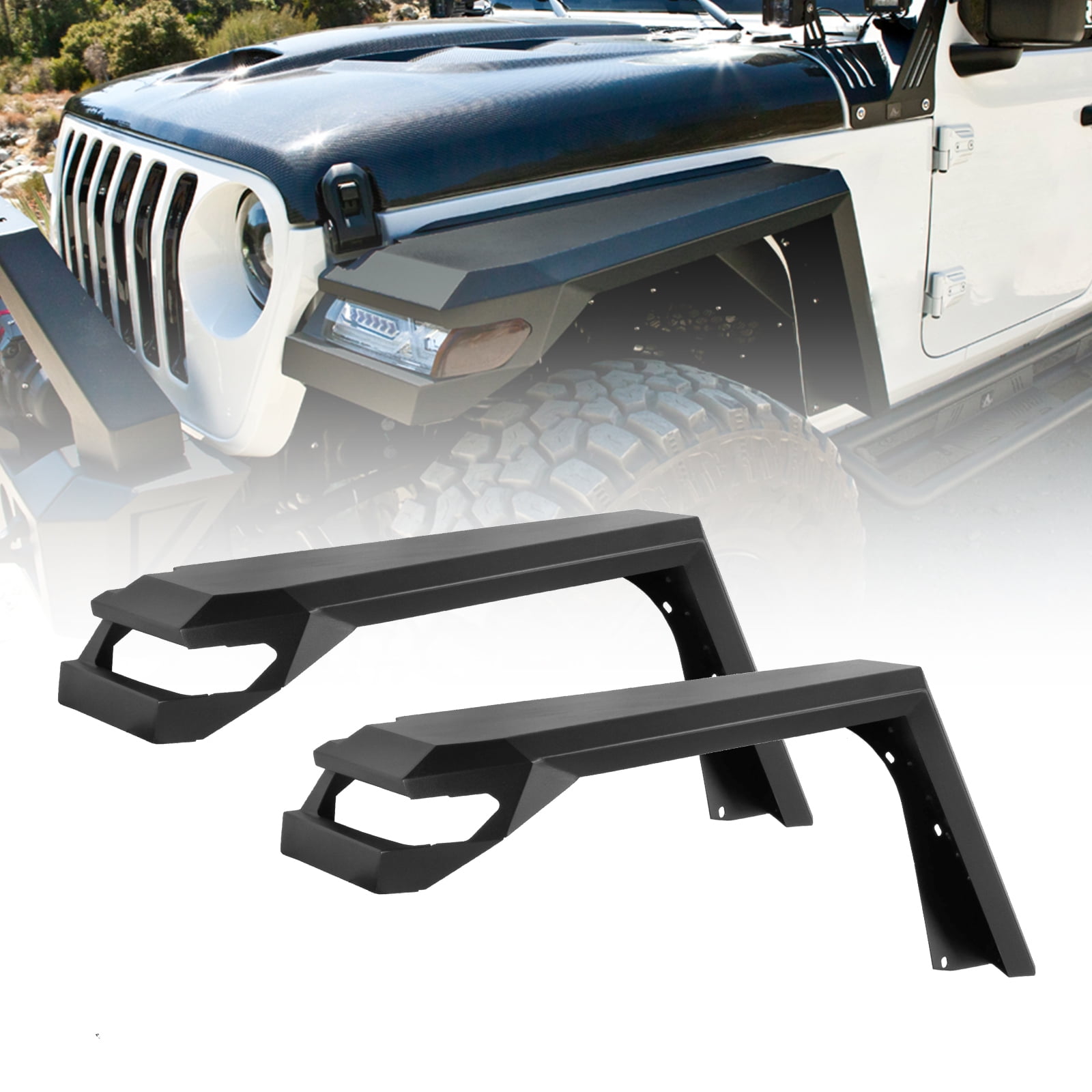 WOLFSTORM For 2018-2022 Jeep Wrangler JL/JLU Front Fender Flares Powder ...