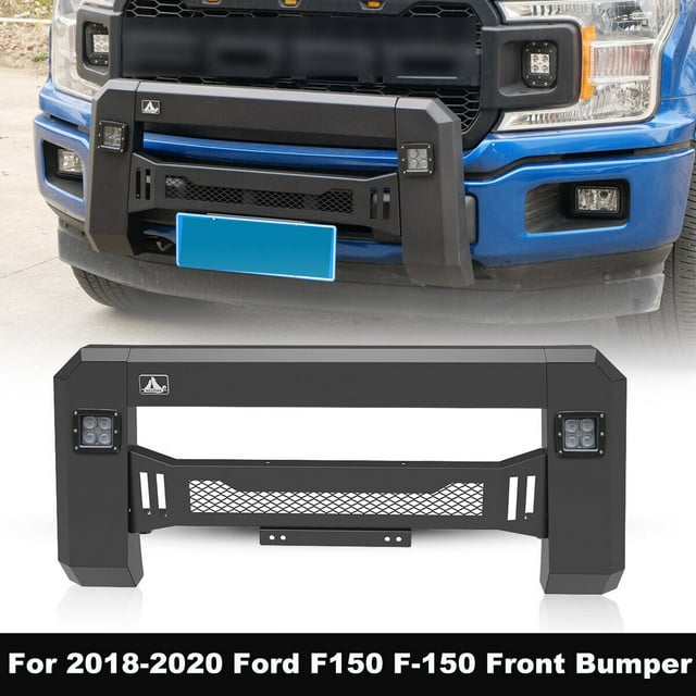 WOLFSTORM Front Bumper Black Grille Guard W/LED Lights for 2018 2019 ...