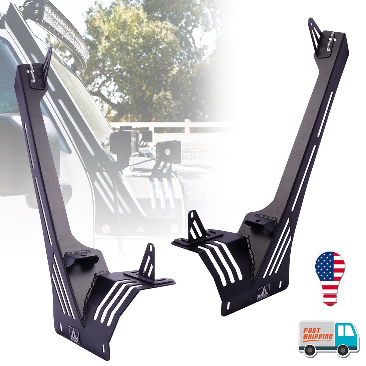 WOLFSTORM Light Bar Mounting Brackets For 2018-2023 Jeep Wrangler JL JT ...
