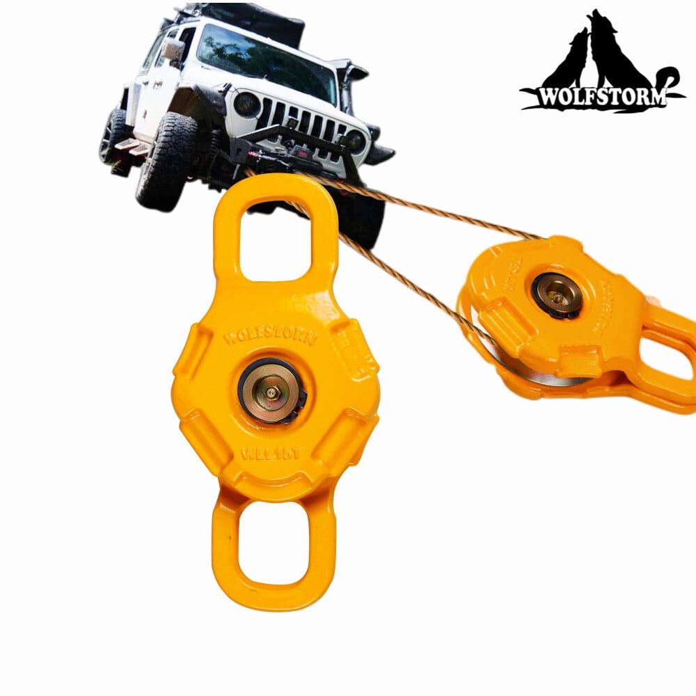 WOLFSTORM Mega Snatch Block 35 Ton Winch Pulley for Synthetic or Steel ...