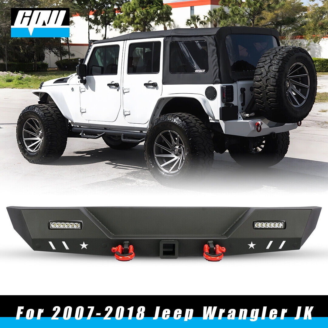 WOLFSTORM Rear Bumper w/LED Light & 2x D-ring For 2007-2018 Jeep ...