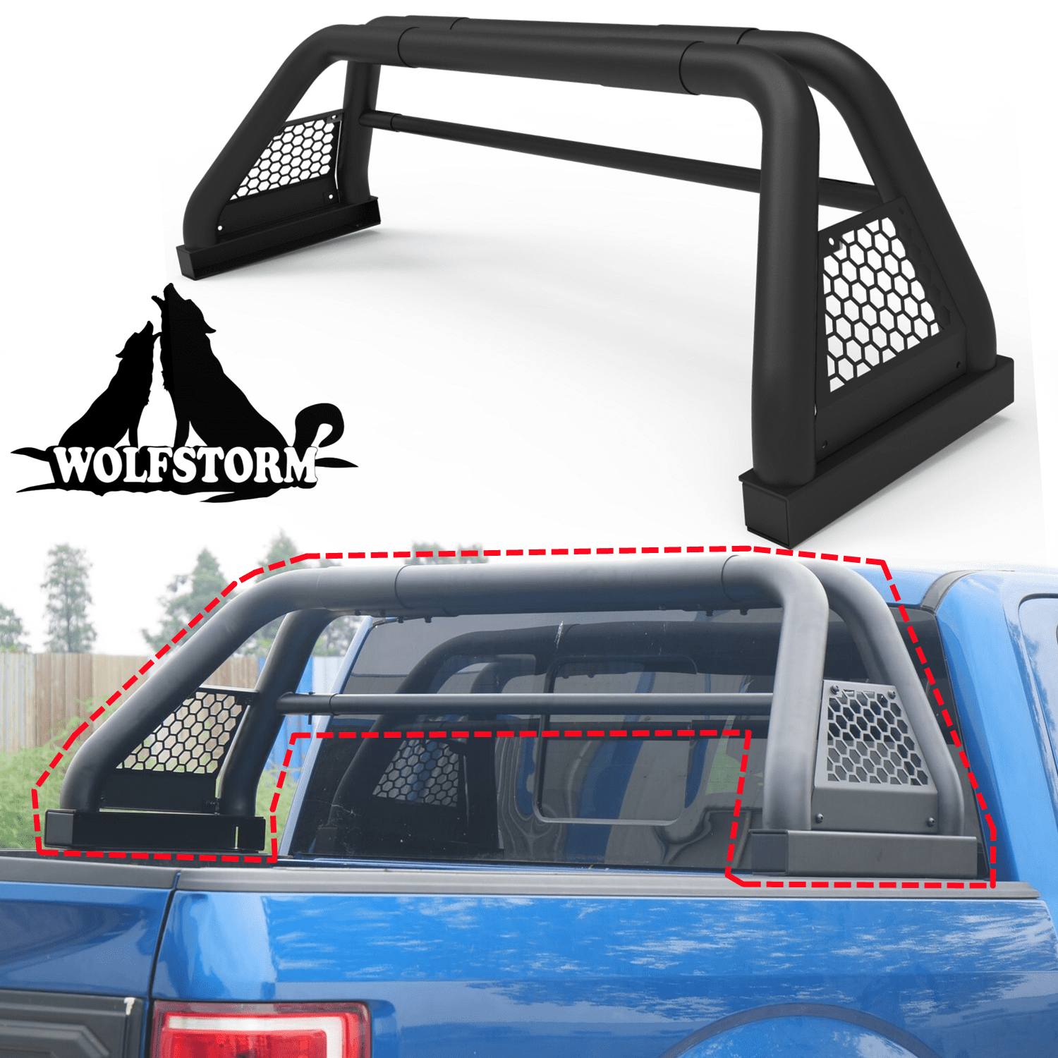 WOLFSTORM Sport Bar Chase Rack for Full Size Trucks, Silverado Ram ...