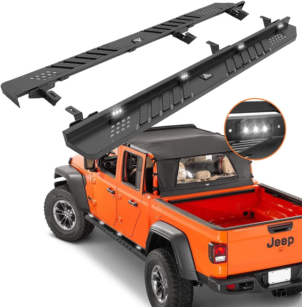 WOLFSTORM Running Boards Side Steps with LED Light for Jeep 2019-2023 ...