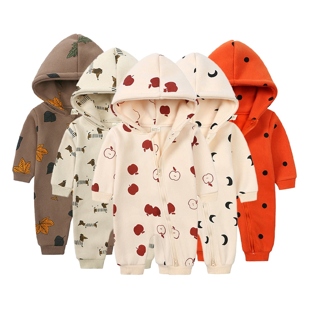 WOLLED 0-24M Newborn Baby Spring Fleece Romper for Boys Girls One-Piece ...