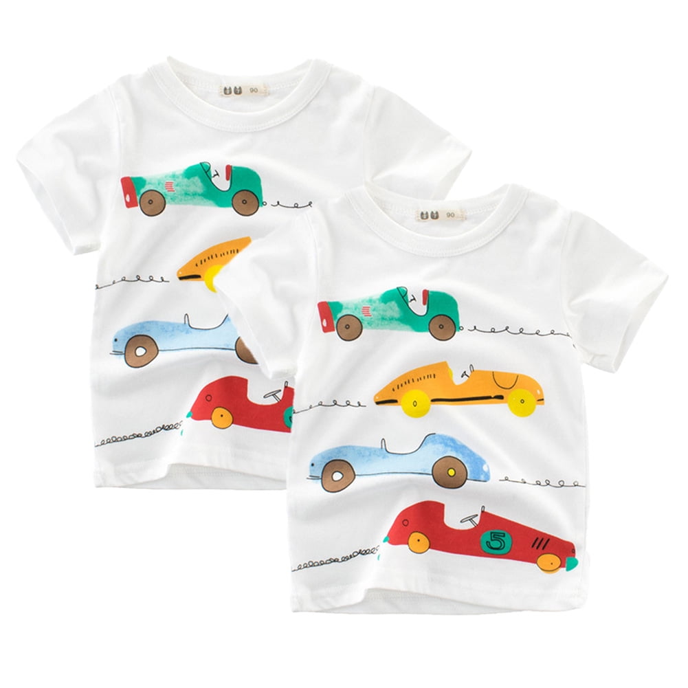 WOLLED 1-10 Years Baby Boys Summer Cartoon T Shirt Round Neck Short ...