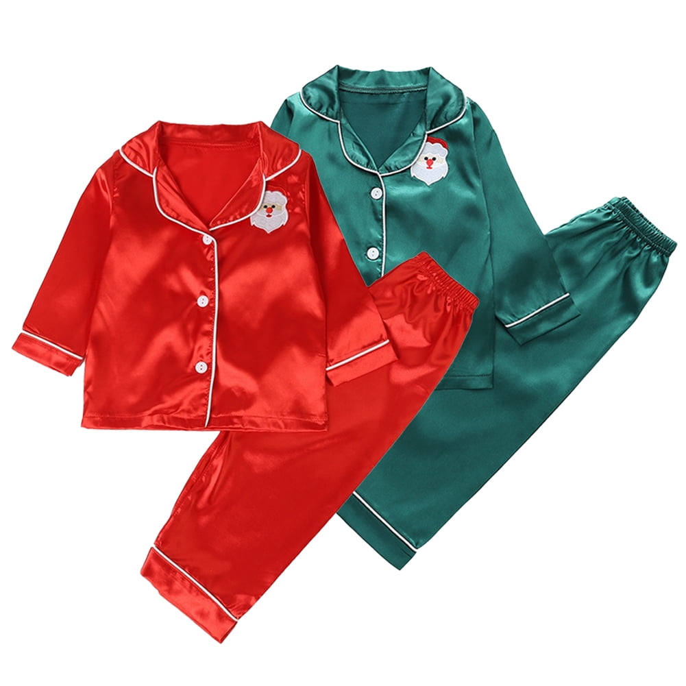 WOLLED 1-12T Kids Toddler Girls Boys Silk Pajamas Set Baby Cute Prints ...