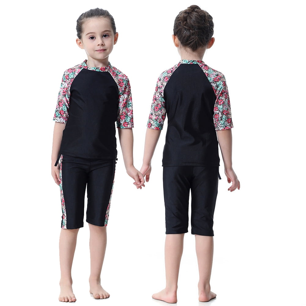 WOLLED 1-14T Kids Toddler Girls Rash Guard Swimsuits Set 3 Piece Long ...