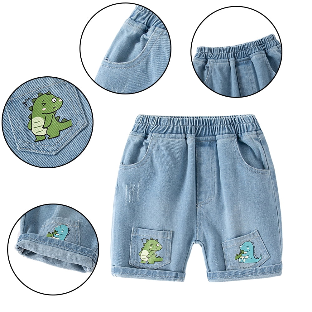 WOLLED 1-7T Baby Boys Cartoon Denim Shorts Pants Summer Elastic Waist ...