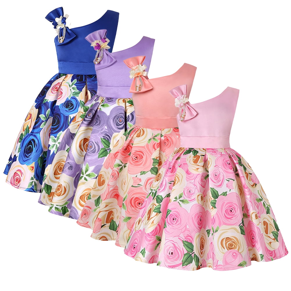 WOLLED 2-10T Flower Girls Floral Dresses Toddler Kids Pageant Rose ...