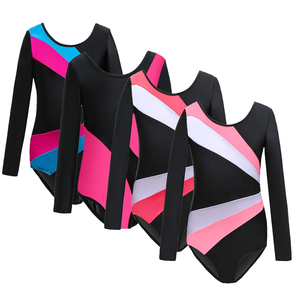 WOLLED 3-14T Girls Long Sleeve Gymnastics Leotards for Toddlers Kids ...