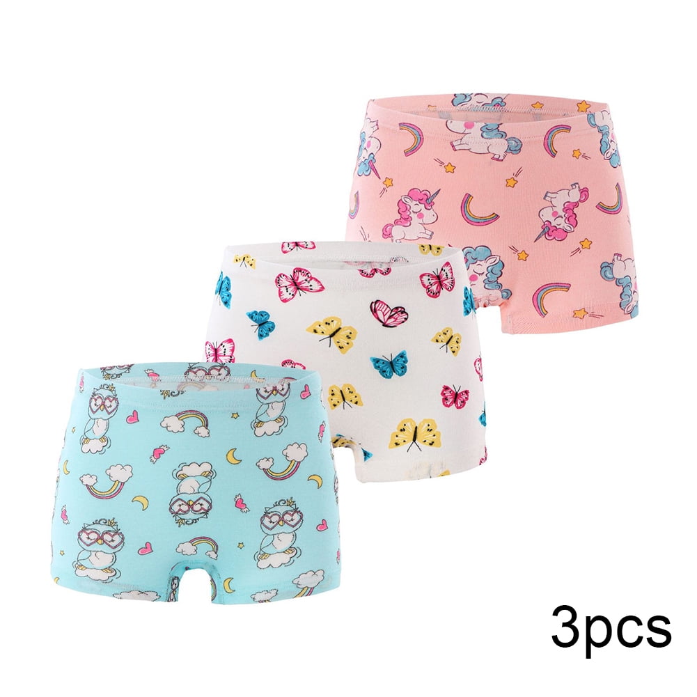 WOLLED 3PCS Toddler Kids Cottonboxer Briefs for Girls 2-12 Years Soft ...