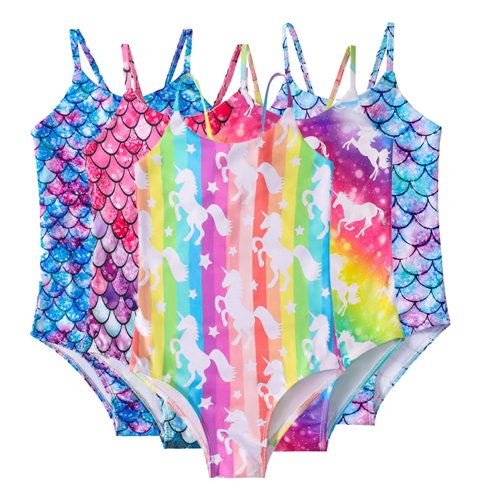 WOLLED 4-12 T Girls Bikini One Piece Swimsuits Fashion Printed Bathing ...