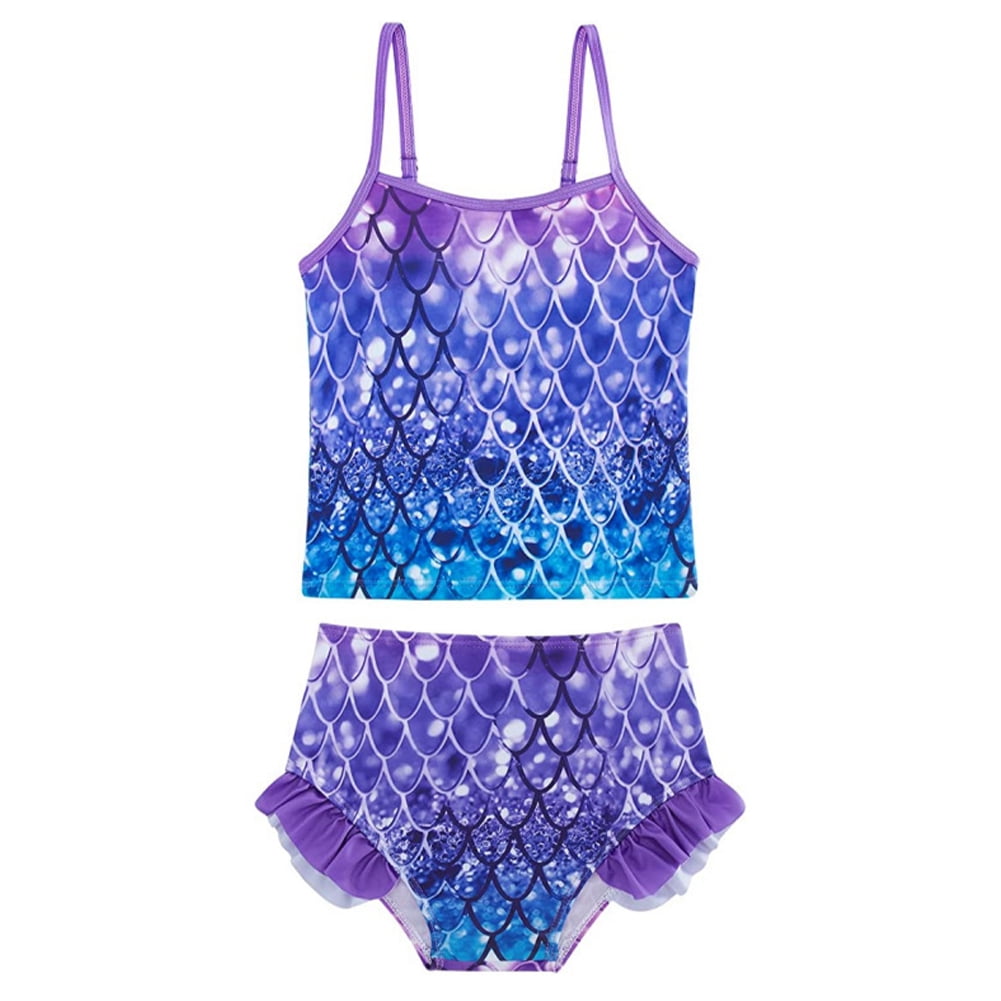 WOLLED 5-12Y Toddler Girls Swimwear Set Kids Sleeveless Swimsuits ...