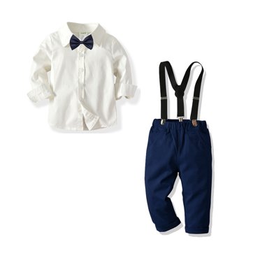 Baby Boy Clothes Infant Formal Outfit Set Cotton Fabric Suit Bowtie ...