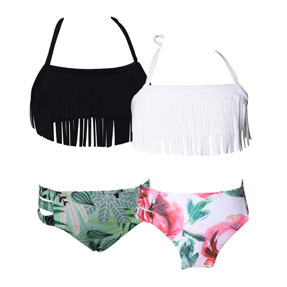 WOLLED Big Kids V-Neck Swimwear Outfit Girls' Split Swimsuit Bikini Set ...