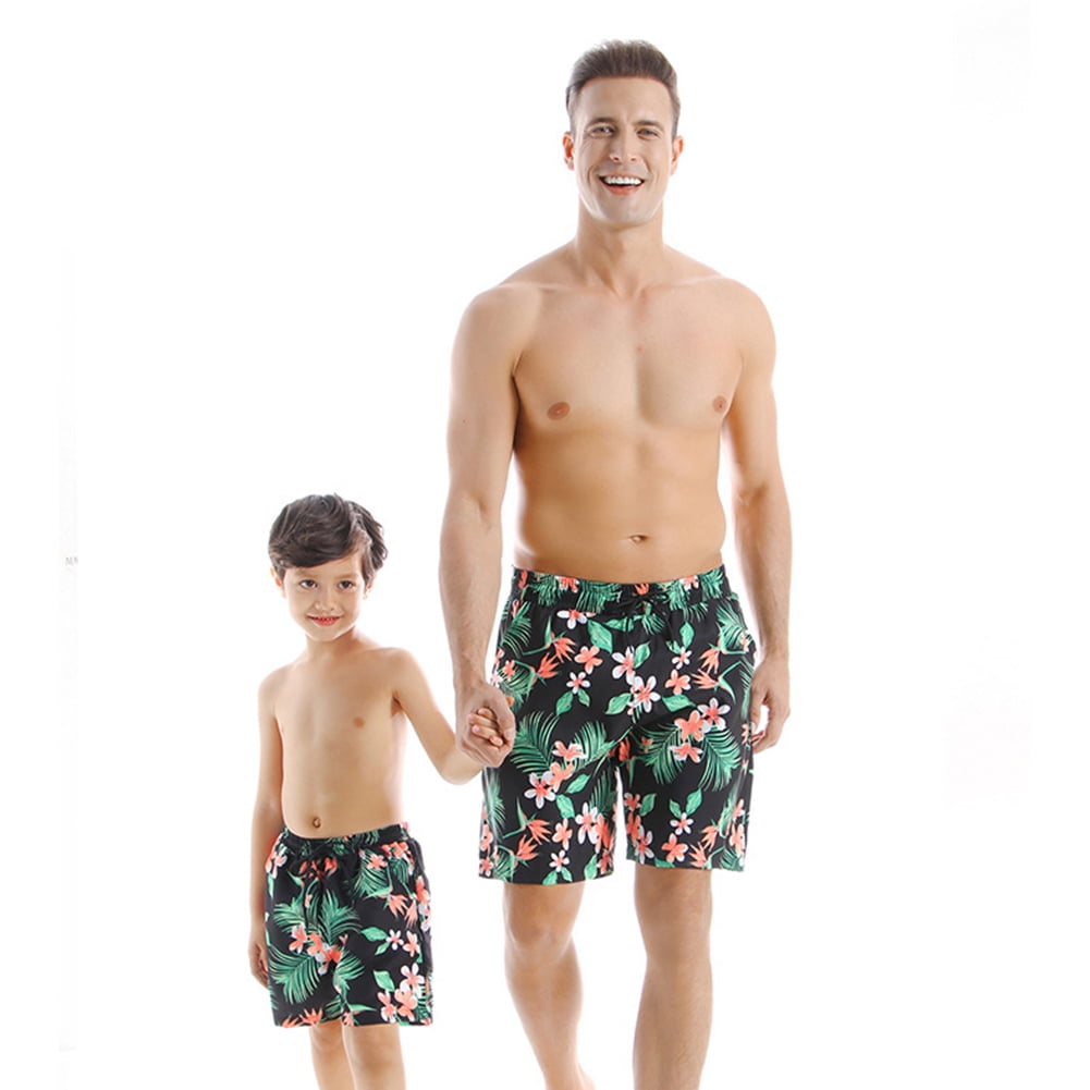 WOLLED Family Matching Swimsuit Father and Son Floral Print Beachwear ...