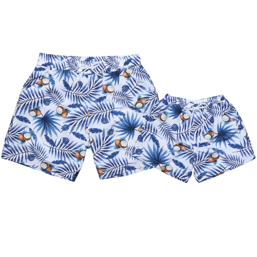 WOLLED Family Matching Swimsuit Father and Son Floral Print Beachwear ...