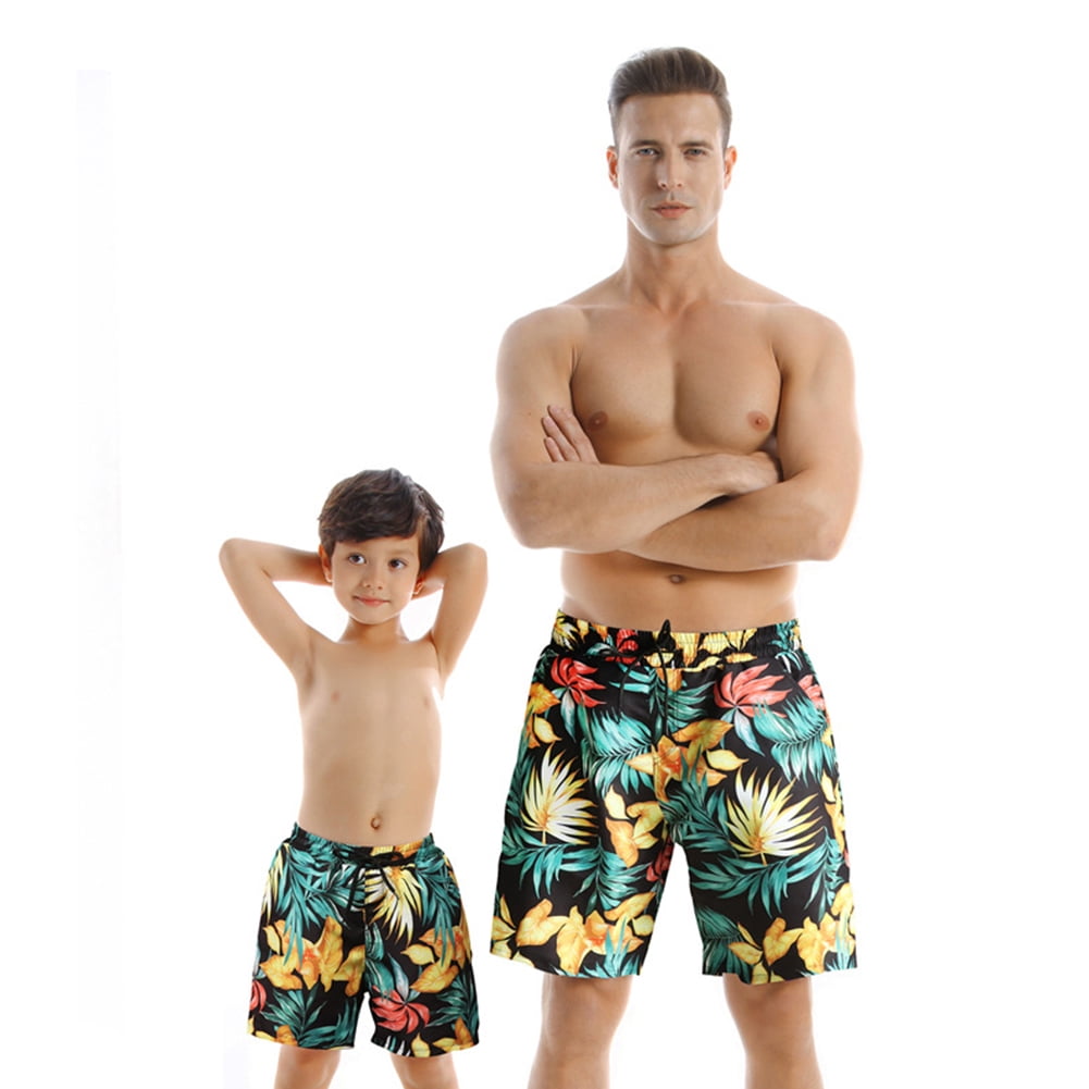 WOLLED Family Matching Swimsuit Father and Son Floral Print Beachwear ...