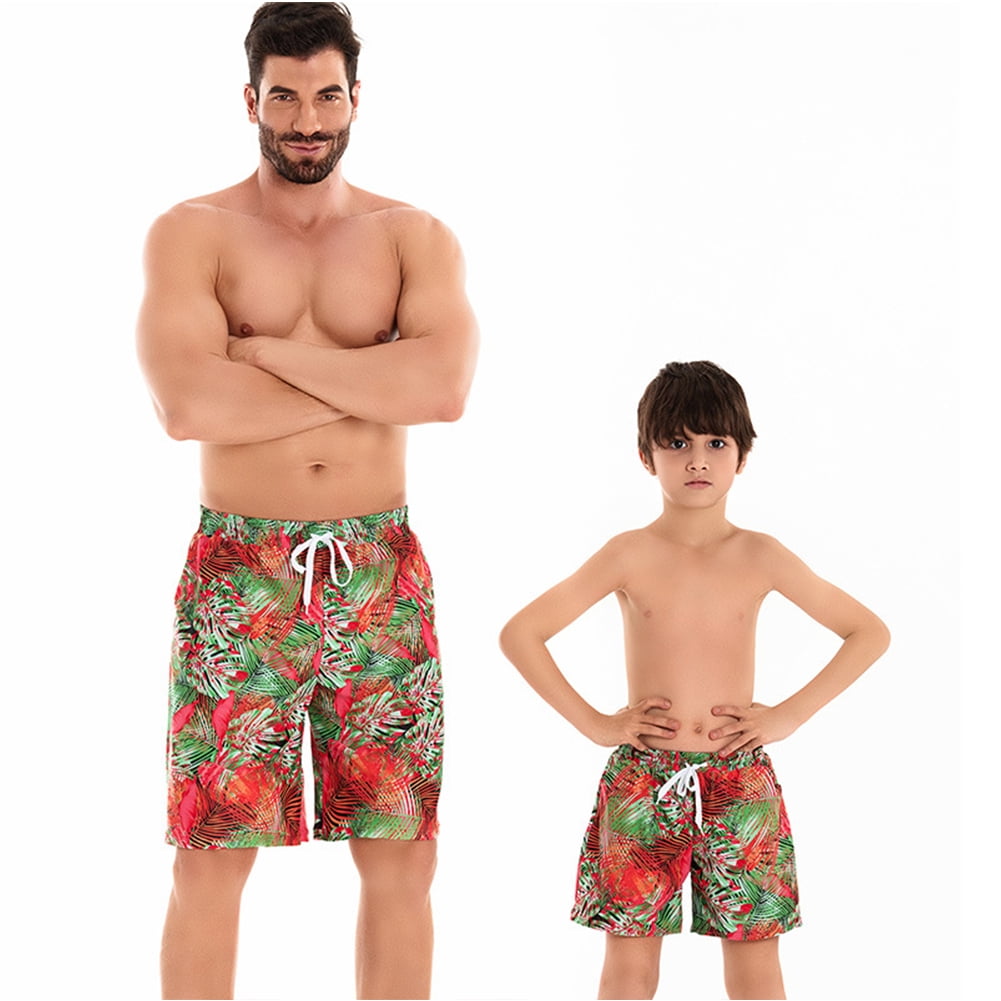 WOLLED Family Matching Swimwear Father Son Matching Swim Trunks Print ...