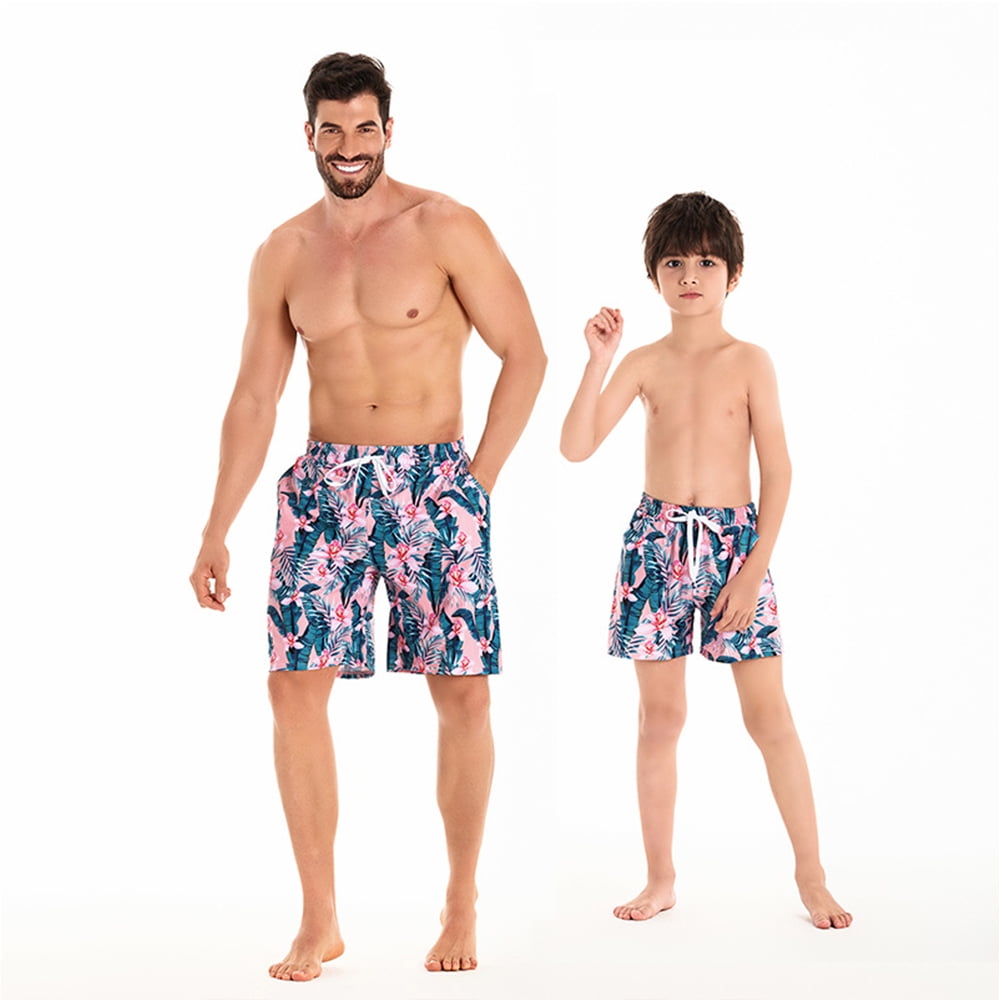 WOLLED Family Matching Swimwear Father Son Matching Swim Trunks Print ...