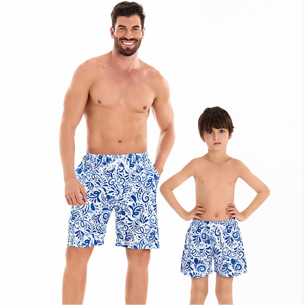 WOLLED Family Swim Trunks Swim Shorts Men Kids Boys Hawaiian Print ...