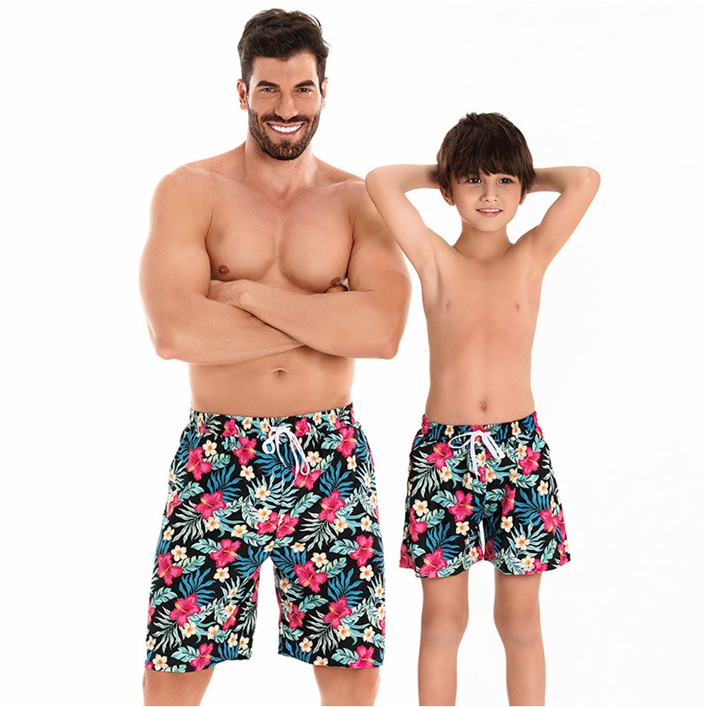WOLLED Family Swim Trunks Swim Shorts Men Kids Boys Hawaiian Print ...